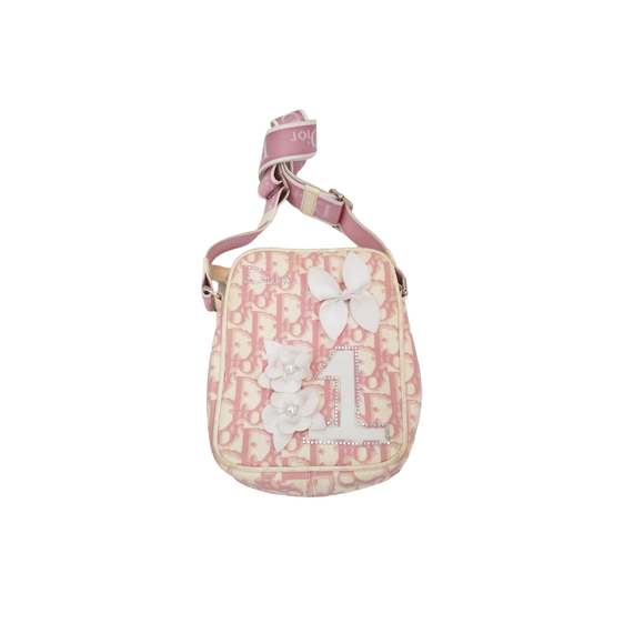 Dior | Bags | Christian Dior Mini Pink Monogram Rhinestone Flower ...